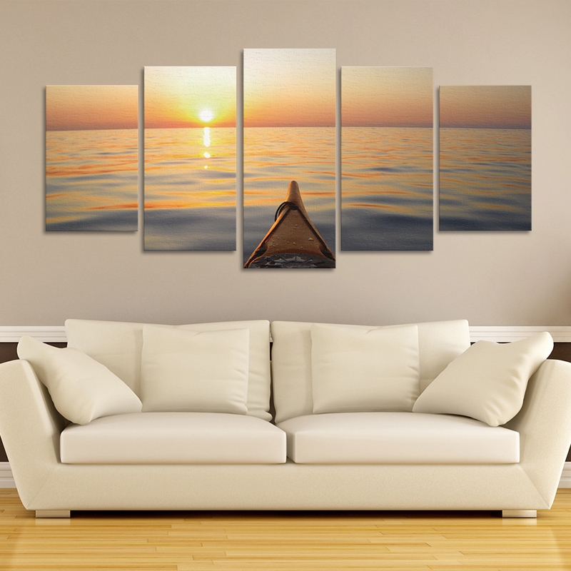 Set Tablouri Canvas - 5 piese - Apus - 113x56 cm